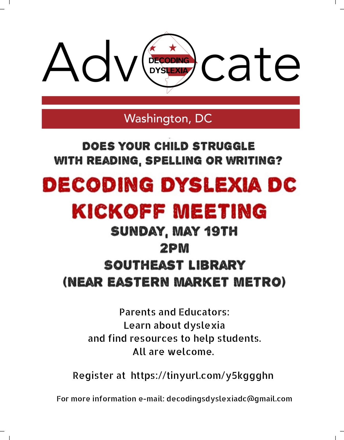 “Decoding Dyslexia DC” Kick Off Meeting – Ward 6 Public School Parents ...